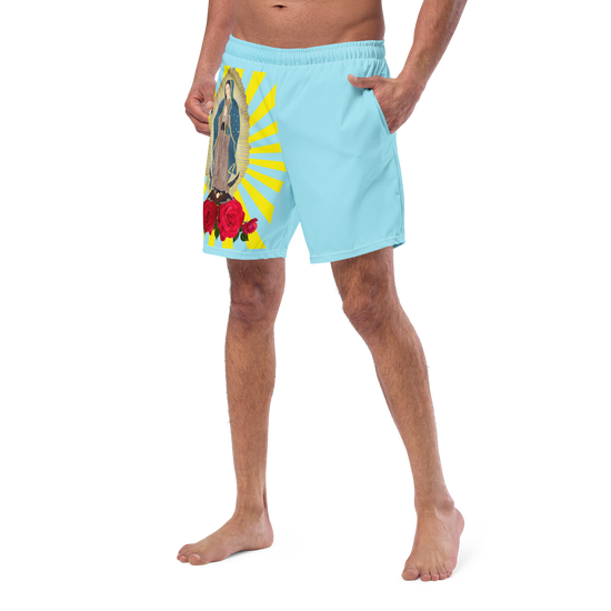 Men's swim trunks- Our Lady of Guadalupe Virgin Mary – Queen Boricua