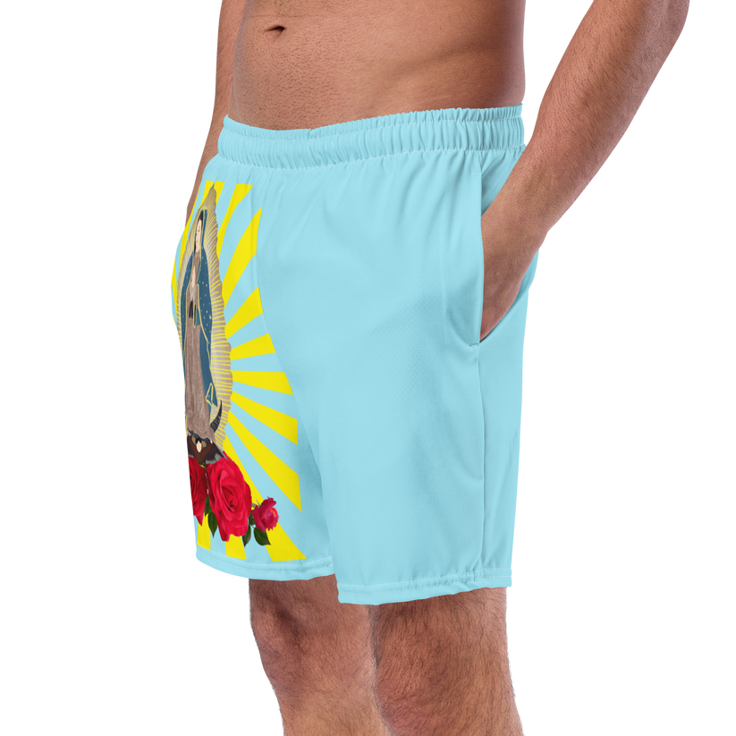 Men's swim trunks- Our Lady of Guadalupe Virgin Mary – Queen Boricua
