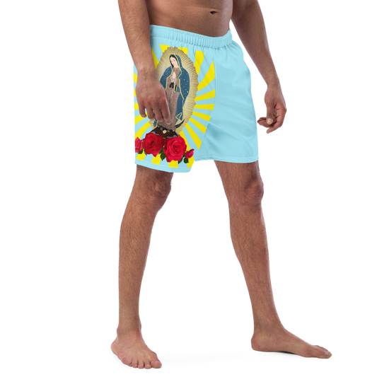 Men's swim trunks- Our Lady of Guadalupe Virgin Mary – Queen Boricua